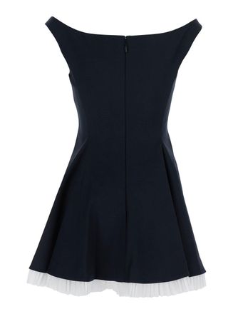 SIMKHAI Womens Black Off-Shoulder Mini Dress With Contrasting Hem Polyamide