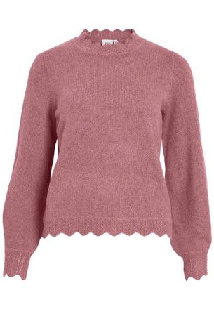 Vila Strickpullover Weicher Strickpulli in aktuellem Design f&uuml;r Damen (1-tlg) Recyceltes Material nachhaltig Normal Fit Rundhals Langarm