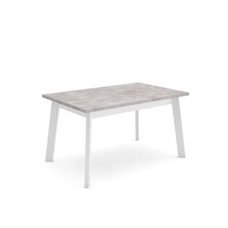 Skraut Home | Table à Manger | Meuble Salle à Manger | 140 | pour 6 Personnes | Pieds en Bois | Style Moderne | Ciment