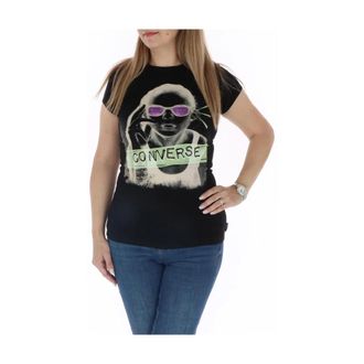 Converse Schwarzes Bedrucktes &auml;rmelloses T-Shirt - - Tops - Damen - Schwarzk - XS