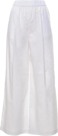 Patrizia Pepe Femme, Pantalons, Blanc, Taille: 40 FR Pantalon Palazzo Taille Haute