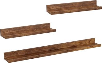 Woltu Wandregal, Regal Wand 3er Set, Hängeregal Bilderleiste Schweberegal, 40 80 cm, Regalbrett MDF, für Wohnzimmer Schlafzimmer, Rustikales Braun