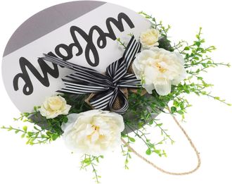 SOLUSTRE Rustikales Willkommensschild Aus Holz Für Haustür Wetterfestes Türschild Zum Hängen Mit Seil Dekorativ Für Garten Balkon Und Eingangsbereich Langlebig