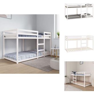 vidaXL Etagenbett Wei&szlig; 90x200 cm Massivholz Kiefer - Holzbett - Etagenbett - Jugendzimmer - Doppelbett - Einzelbett