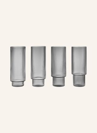Ferm Living Ferm Living 4er-Set Cocktailgl&auml;ser Ripple grau