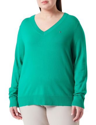 Tommy Hilfiger Damen Pullover V-Ausschnitt, Gr&uuml;n (Olympic Green), 46