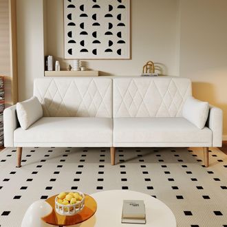 Merax Sofa mit Schlaffunktion, Klappsofa Schlafsofa Bettcouch 2 Sitzer, 3 Verstellbare Winkel, 2 Kissen, Samtstoff, f&uuml;r Wohnnung/Heimkino/B&uuml;ro, 180 * 75 * 8