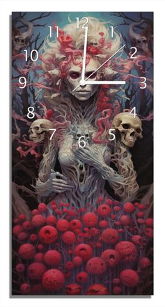 Wallario Design-Wanduhr, Acrylglasuhr Größe 30 x 60 cm, weiße Zeiger, Motiv Waldgeist