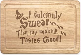 Gift Base I Solemnly Swear That My Cooking Tastes Good rechteckiges Schneidebrett aus Holz
