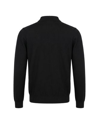 Emporio Armani Virgin Wool Half-Zip Polo Sweater - Black