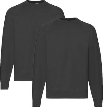 Fruit Of The Loom Herren 62-216-0 Raglan-Sweatshirt. M L XL XXL 3XL 4XL auch FarbsetsXXL, 2X Schwarz + 1 HL-Kauf Notizblock