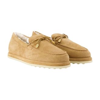 Tod's Womens Gomma Loafers - Tods Leather Brown Calfskin Shoes Flat-Shoes