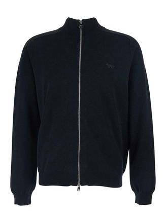 Maison Kitsun&eacute; Zip-Front Wool Cardigan - Black
