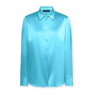 Elena Miro Femme, Blouses et Chemises, Bleu, Taille: 46 FR Chemise en soie stretch