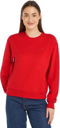 Tommy Hilfiger Damen Sweatshirt ohne Kapuze, Rot (Fierce Red), XXL