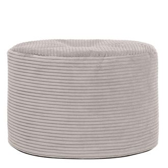 Icon Brand Milano Hocker, Grau, Flauschiger Cord Stoff, Sitzsack Cord, Sitzpuff Hocker mit F&uuml;llung, Fu&szlig;hocker f&uuml;r das Wohnzimmer, Deko Wohnzimmer