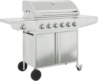 vidaXL Gasgrill mit 7 Flammen Silbern Edelstahl vidaXL