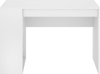 PEGANE Meuble de bureau, table de bureau en bois m&eacute;lamin&eacute; avec 1 &eacute;tag&egrave;re et 1 tiroir coloris blanc - Longueur 115 x Profondeur 50 x Hauteur 74 cm