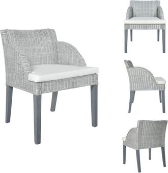 vidaXL Vidaxl - Esszimmerstuhl mit Kissen Grau Natur Rattan - Esszimmerstuhl - Rattanstuhl - Lounge Chair - Sitzgelegenheiten - Wohnzimmerstil