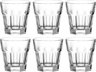 Leonardo Leonardo Rock Wasser-Gläser, 6er Set, spülmaschinengeeignete Saft-Gläser, Trink-Becher aus Glas im klassischen Stil, Getränke-Set, 265 ml, klar, 01338