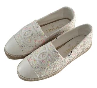 Chanel White Tweed Espadrilles Size 36