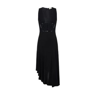 Elisabetta Franchi Femme, Robes, Noir, Taille: 36 FR Robe en jersey cr&ecirc;pe avec d&eacute;tails en vinyle