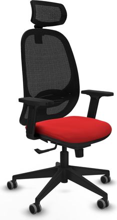 Piqueras y Crespo Cilanco Computerstuhl mit 2D-Armlehnen, h&ouml;henverstellbarer Lendenwirbelst&uuml;tze und h&ouml;henverstellbarem Kopfteil, Schwarz / Rot