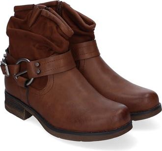 Shoes & Blues Bottines pour femme, style biker, confortables et &eacute;l&eacute;gantes, sangle avec boucle et fermeture &eacute;clair., marron, 38 EU