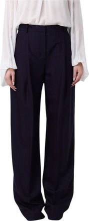 Elisabetta Franchi Pantalon Palazzo &agrave; Rayures Tennis - Femme - Pantalons - Bleu - Taille: 40 FR