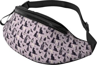 Generic Handytasche Tasche Mode H&uuml;fttaschen Halloween-Katze, Schwarzer Aufdruck Mit Rei&szlig;verschluss H&uuml;fttasche F&uuml;r Camping Aktivit&auml;ten Fitness 14X35Cm