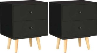 vidaXL Tables de chevet 2 pcs Noir 40 x 30 x 50 cm Pin massif