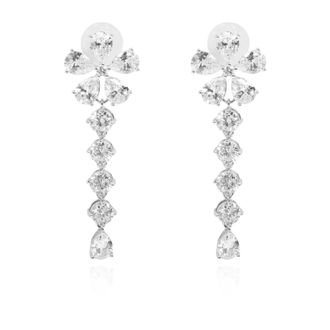 Self Portrait Longues boucles doreilles orn&eacute;es de cristaux scintillants - Femme - Accessoires - Gris - Taille: ONE Size