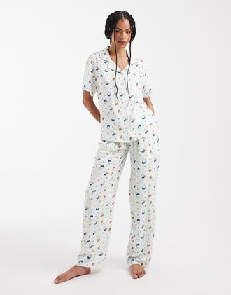 Daisy Street x Miffy - Kurz&auml;rmliger Pyjama in Gr&uuml;n kariert-Bunt