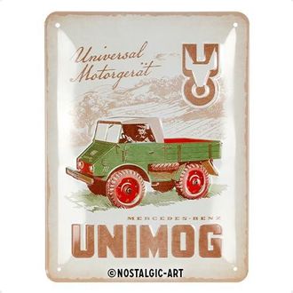 Nostalgic Art Plaque r&eacute;tro, 15 x 20 cm, Daimler Truck - Unimog 1951 - Id&eacute;e cadeau pour fans daccessoires automobiles, Official License Product (OLP), en m&eacute;tal, desi