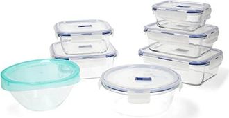 Luminarc Pure Box Active Set mit 7 luftdichten Glasbehältern, extra robust, BPA-frei, Mikrowellenventil, 0,38 + 0,76 + 0,82 + 0,92 + (2 x 1,22) L + 1 Salatschü