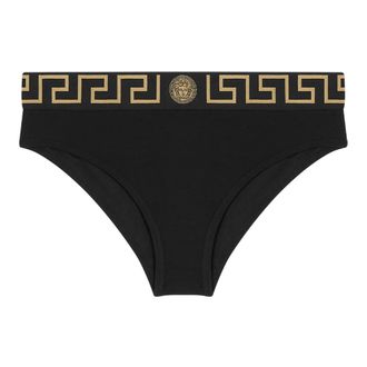 Versace Femme, Sous-v&ecirc;tements, Noir, Taille: 44 FR Slips en jersey de coton jacquard