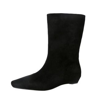 Generic Bottines &agrave; mollet large pour femme - Style &eacute;l&eacute;gant - Couleur unie - Bout pointu - Talon bas - D&eacute;contract&eacute; - Confortable - &Agrave; enfiler - Pour la marche e