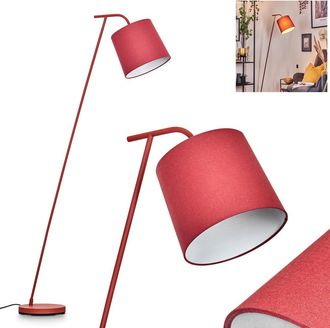 HOFSTEIN Stehleuchte Palmeiros, Stehlampe aus Metall/Stoff in Rot/Weiß, Leuchte im Retro/Vintage-Design mit rundem Schirm (Ø 25 cm) u. Fußschalter, Höhe 160 cm