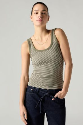 Levi's D&eacute;bardeur Maille C&ocirc;tel&eacute;e Hayes - Femme - Vert / Ava Stripe Deep Lichen Green - L