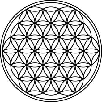 Sticker Genie Blume des Lebens - IN - Geometrie - Wandtattoo Wandaufkleber Sticker Aufkleber (40 (B) x 40 (H) cm, Schwarz)