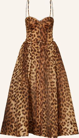 Zimmermann Kleid Crush Mit Leinen Und Seide braun