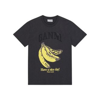 Ganni Homme, Tops, Gris, Taille: M Basic Cotton Jersey Banana T-Shirt