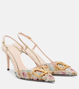 Valentino Garavani Escarpins VLogo 80 en cuir à sequins