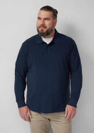 s.Oliver Langarmshirt Polo-Shirt Langarm-Poloshirt aus Baumwoll-Piqu&eacute; mit B&uuml;ndchen