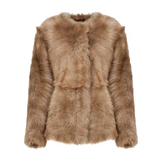 VSP Vsp, Femme, Vestes, Beige, Taille: 38 FR Manteau Florence en peau lain&eacute;e