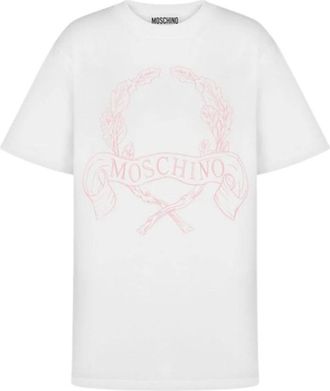 Moschino unisex, Tops, Blanc, Taille: 2XS Laurel Crown T-shirt