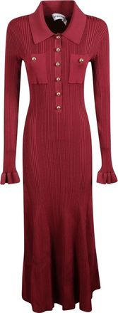 Self Portrait Femme, Robes, Violet, Taille: 42 FR Ribbed Knit Midi Dress