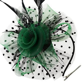 Dreshow Fascinator Chapeau Plume Mariage Dames Day Bandeau et Clip Cocktail Tea Party Chapeau pour Fille et Femmes