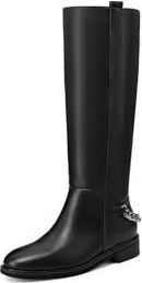Queen Helena Bottes hautes classiques pour femme X33-50, Noir en polyuréthane., 41 EU