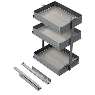 Emuca Harmony-Ausziehwagen mit Soft-Close, Modul Breite 400mm x H&ouml;he 800mm, Stahl und Holz, Anthrazitgrau